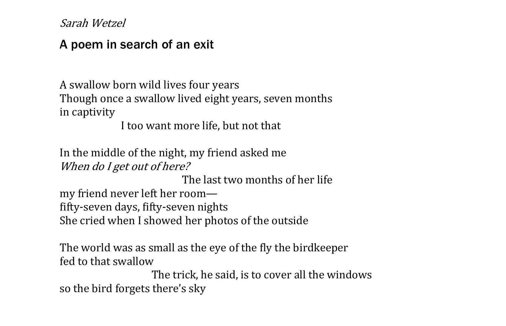 Sarah Wetzel — River Heron Review