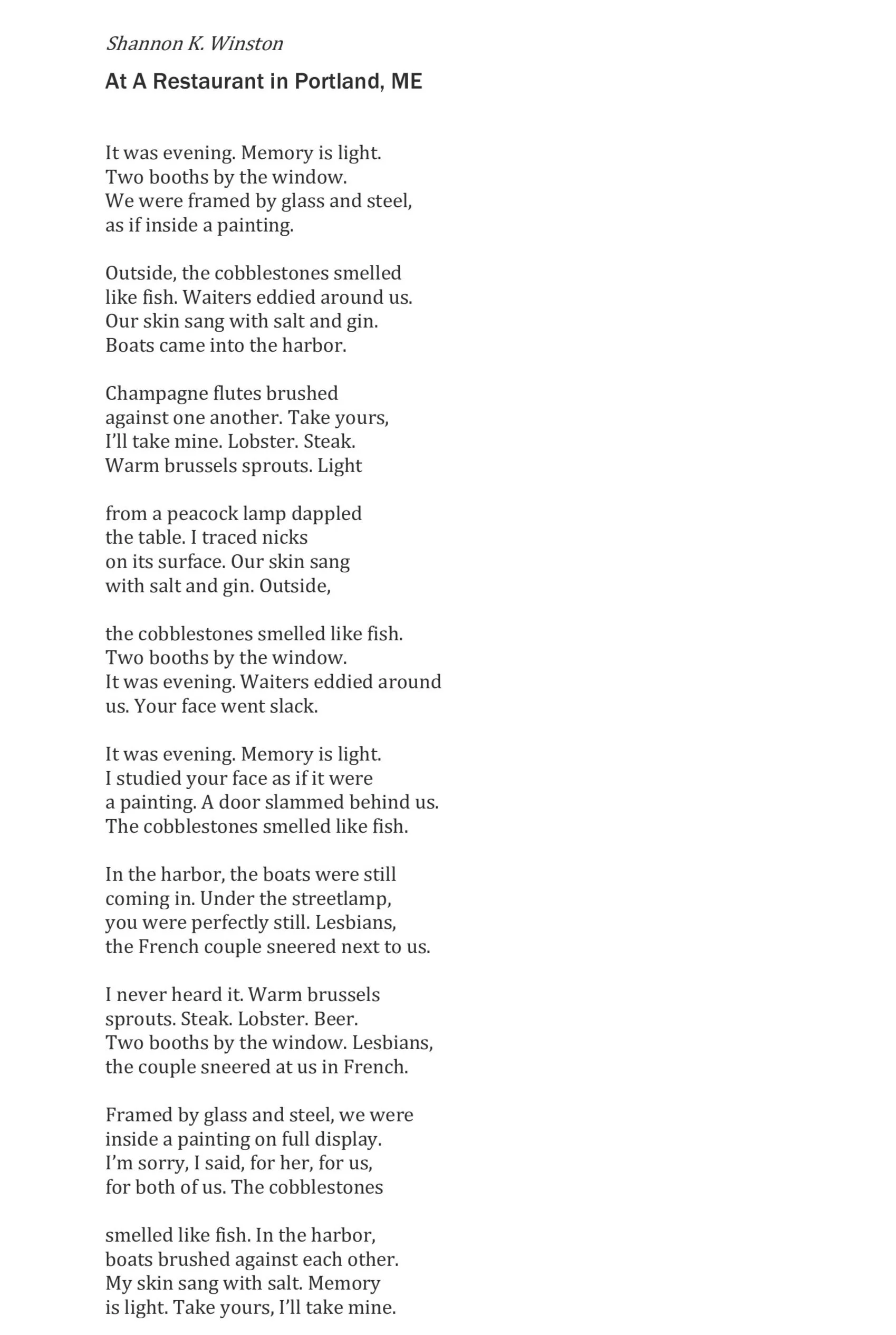 Poem: Shannon K. Winston — River Heron Review