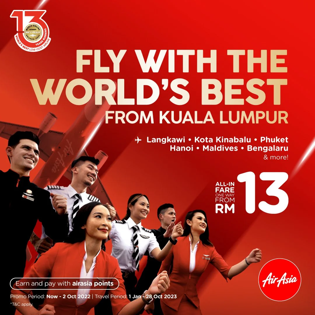 AirAsia Launches Flights From RM13 To Celebrate 13 Years As The World s Best Low Cost Airline AirAsia Launches Flights From RM13 To Celebrate 13 Years As The World s Best Low Cost Airline