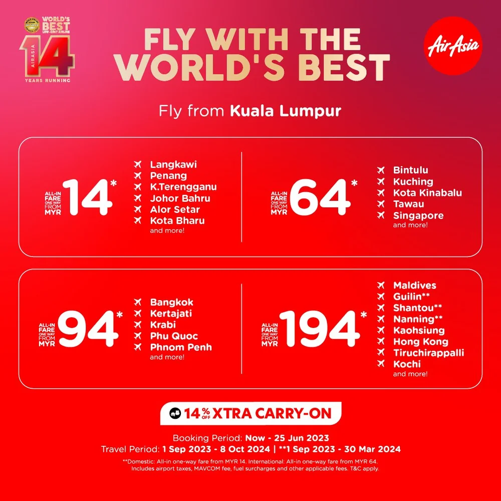 AirAsia celebrates 14 years as World’s Best Low Cost Airline with fares ...