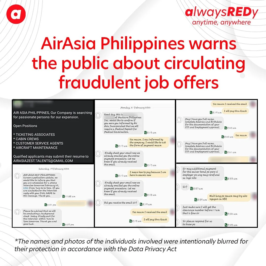 AirAsia Philippines warns the public about circulating fraudulent job ...