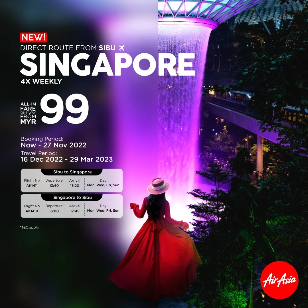 AirAsia launches new route to Singapore from Sibu, starting fares as ...