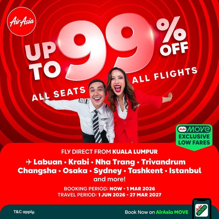AirAsia offers up to 99%* off fares with All Seats, All Flights sale ...