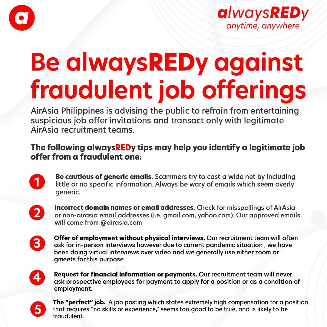 AirAsia Philippines warns the public about circulating fraudulent job ...