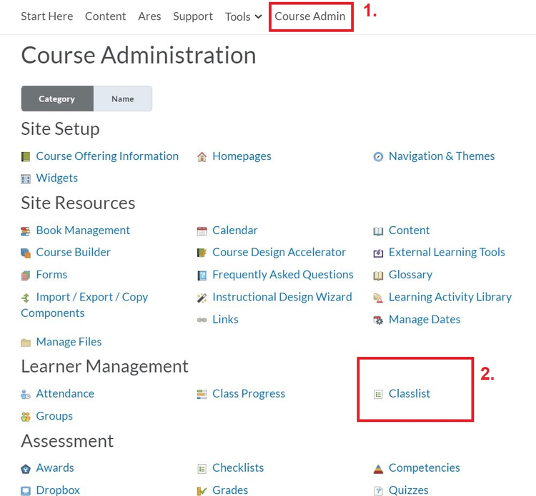 Classlist — CourseLink Documentation & Support