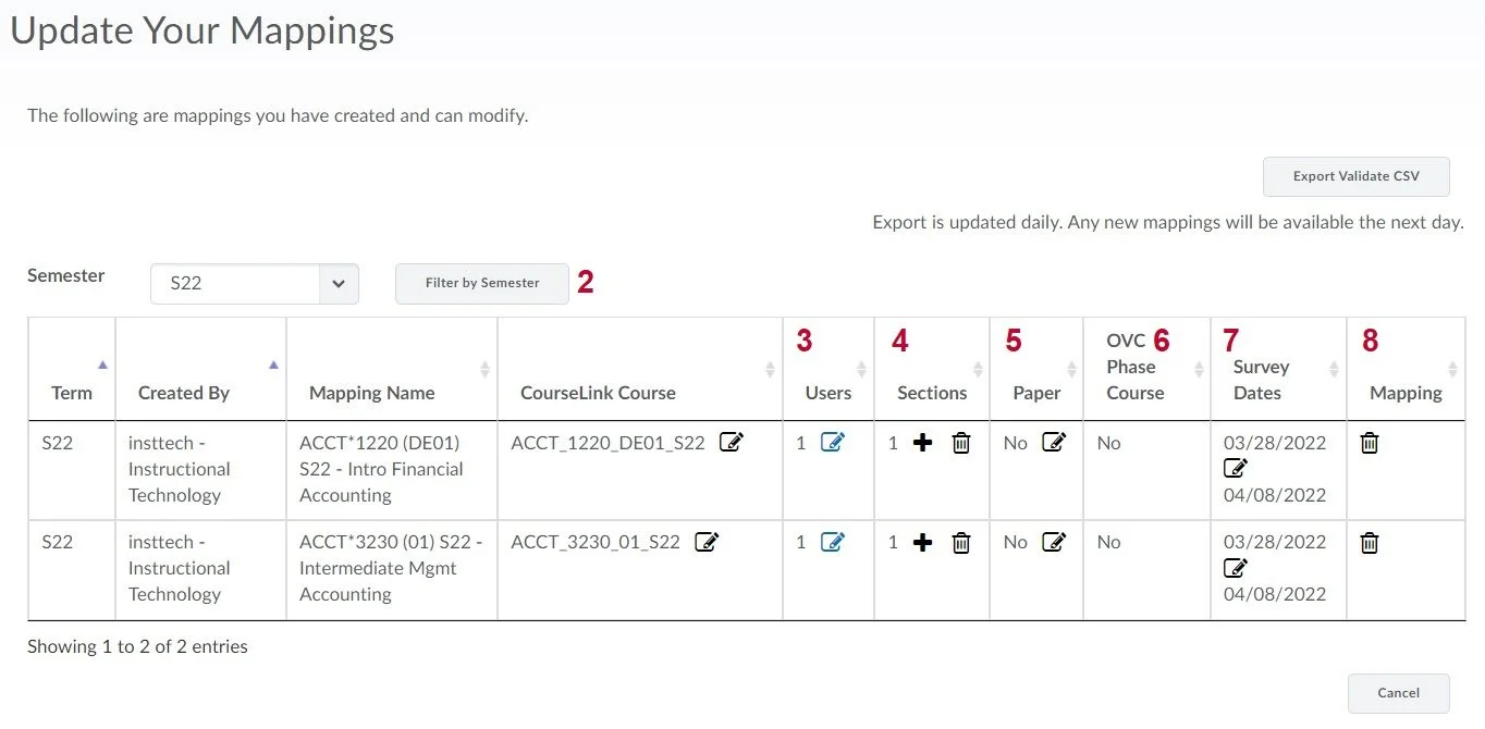 Update a Mapping in SFQlink — CourseLink Documentation & Support
