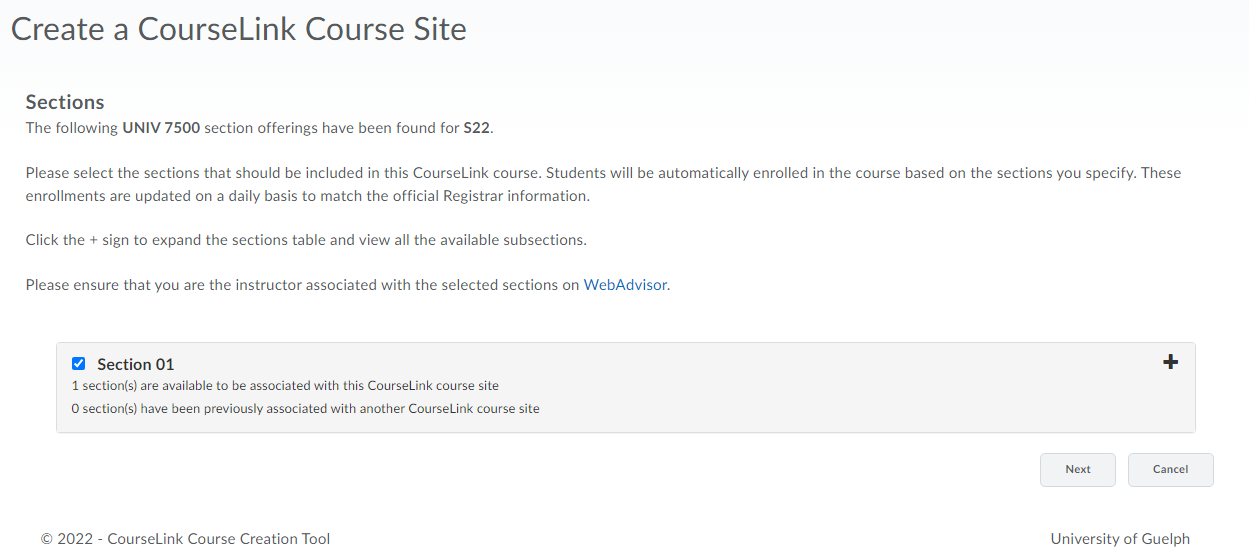 Course Creation Tool — CourseLink Documentation & Support