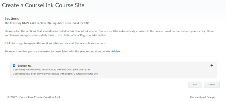 Course Creation Tool — CourseLink Documentation & Support