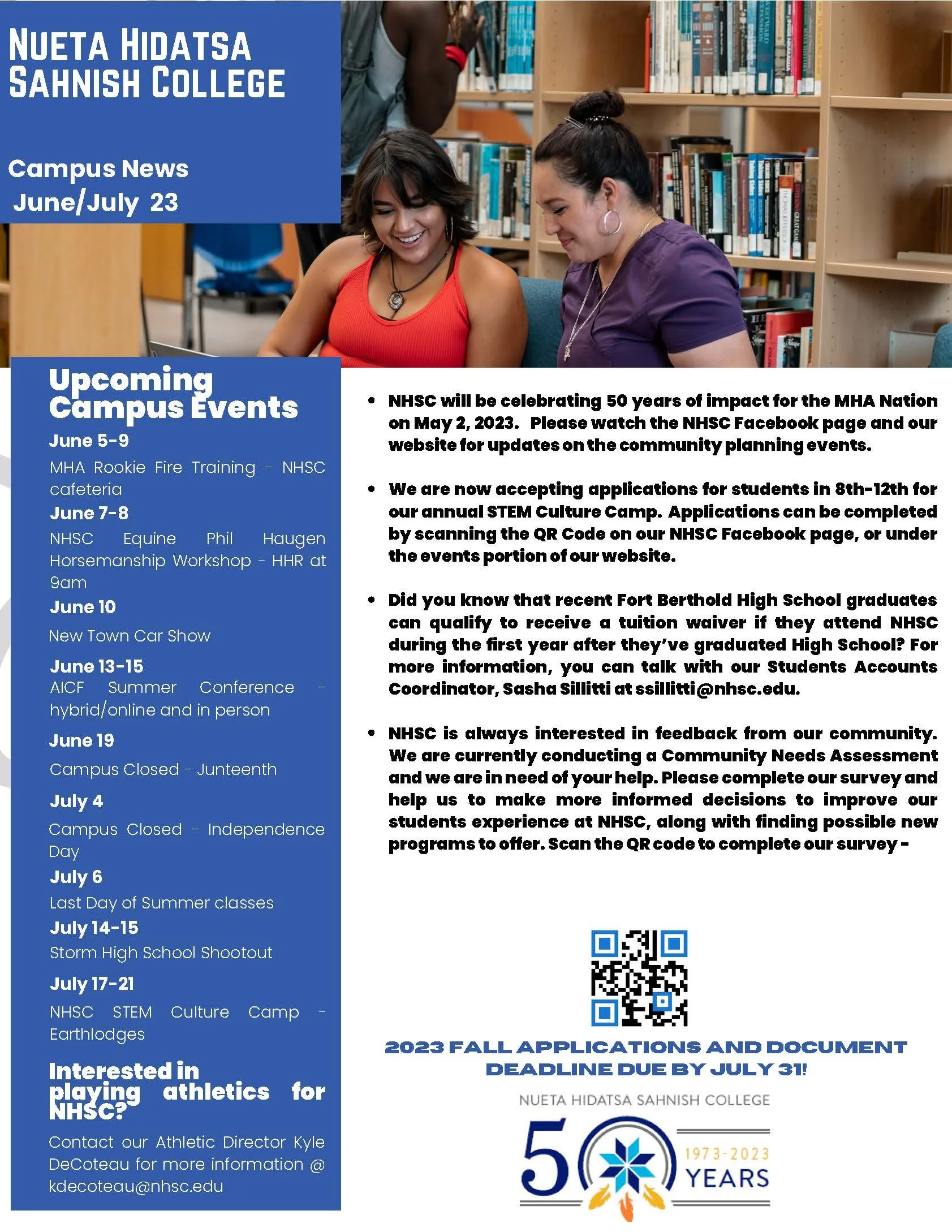 NHSC June/July 2023 campus updates — MHA Nation