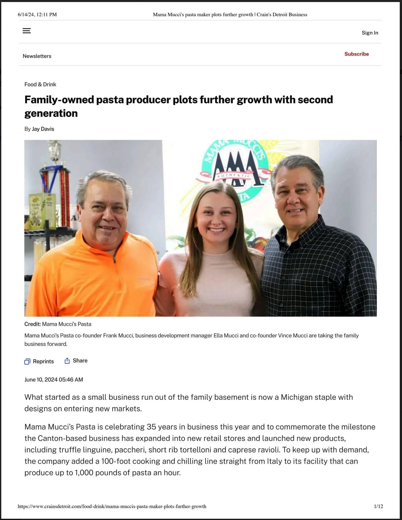 News • — Mama Mucci's Pasta