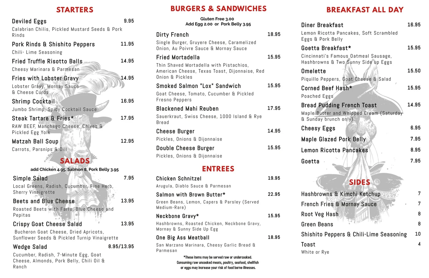 Menu | Sacred Beast Diner