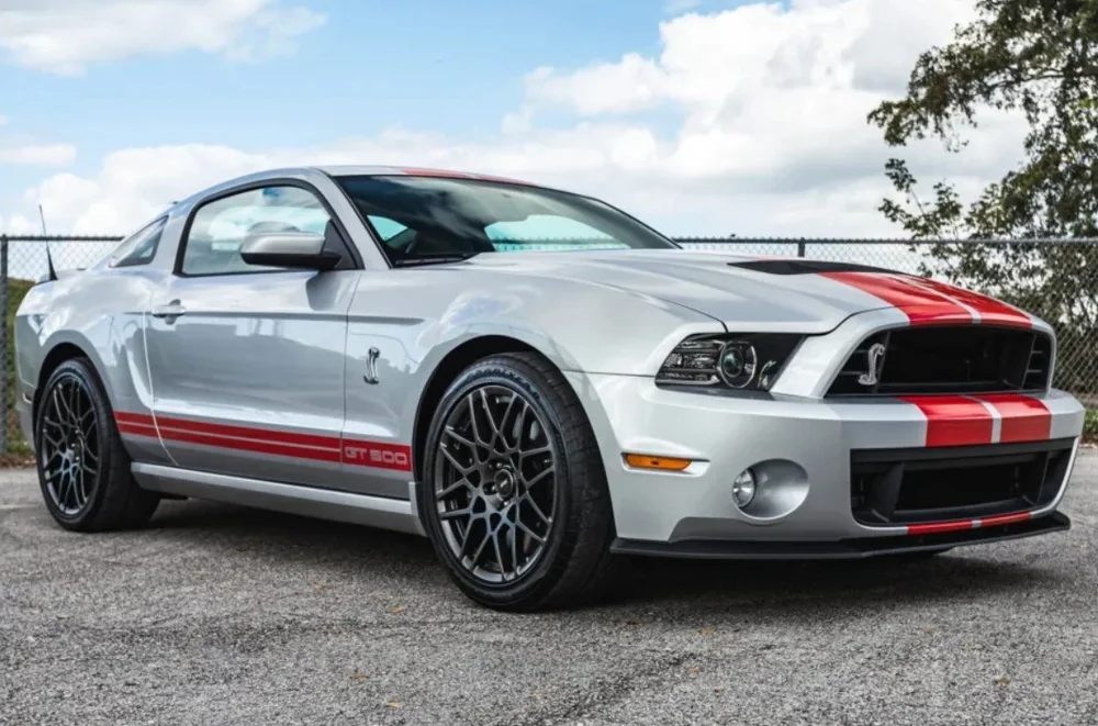 Silver With Red Stripe Mustang Convertible