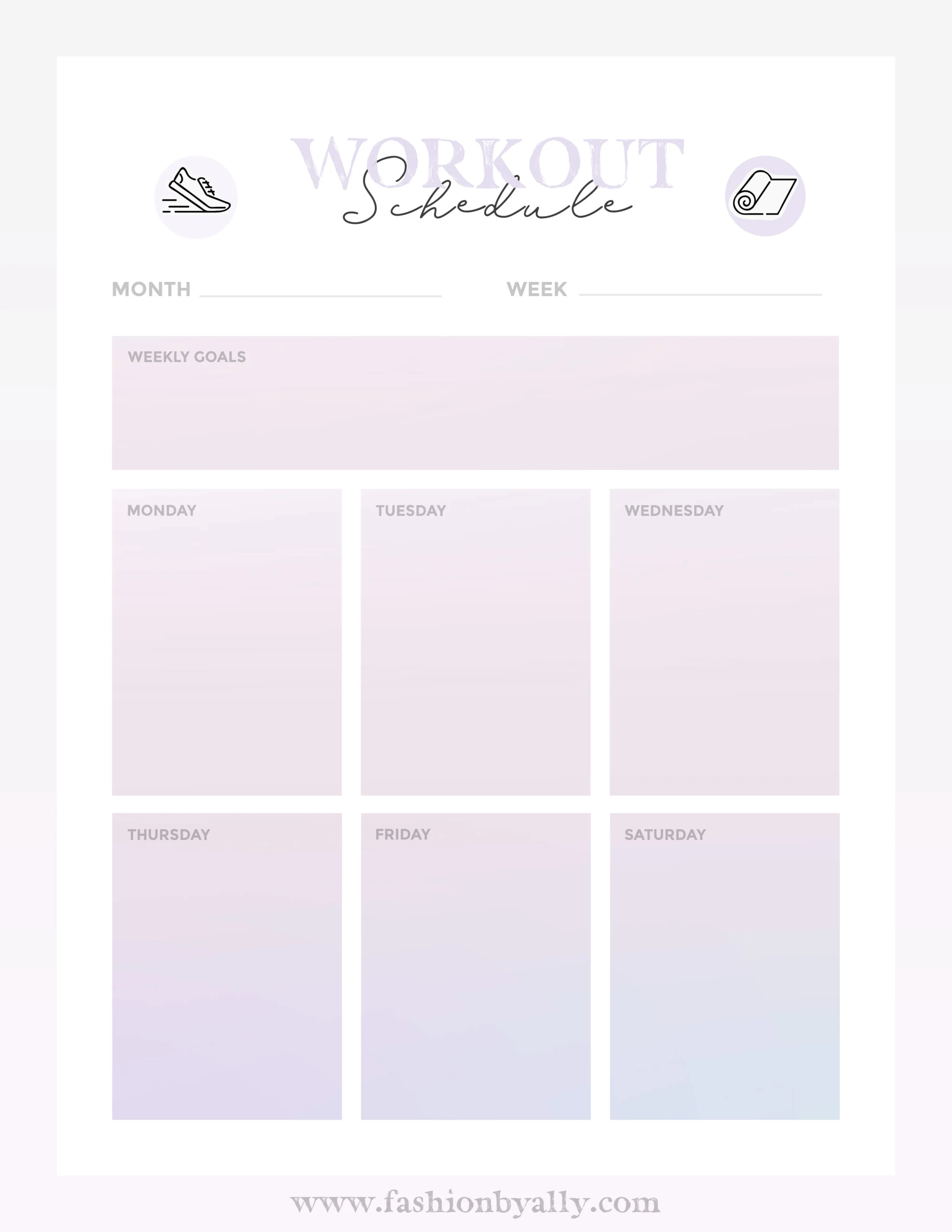 Free 7 Day Home Workout Schedule (Printable) — Fashion by Ally