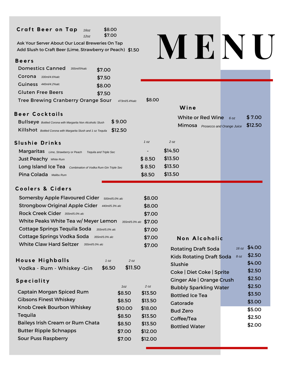 Menu — RIVAL AXE THROWING