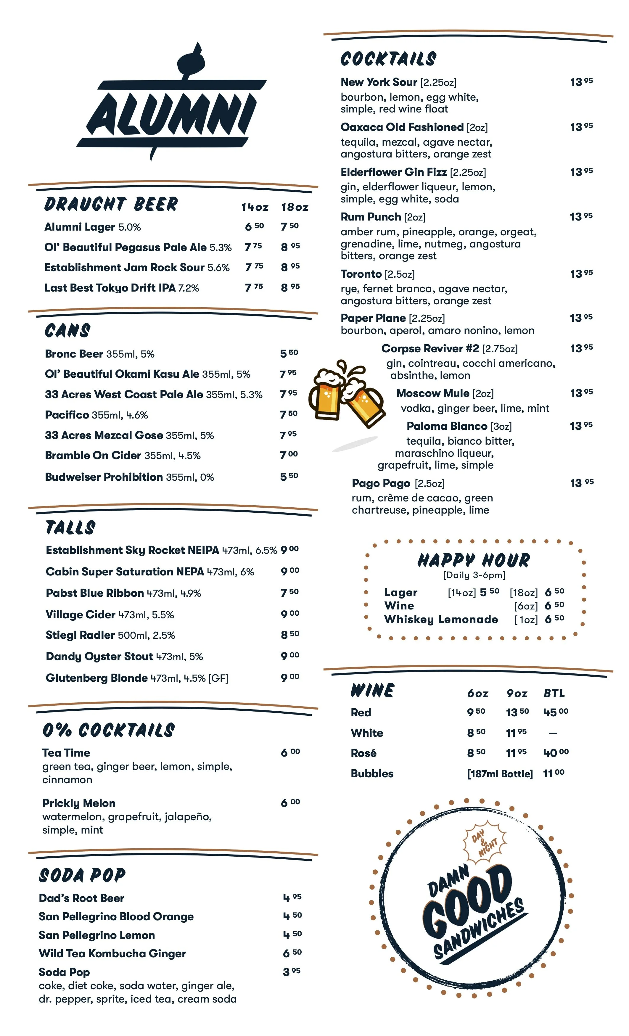 Alumni — Alumni Sandwiches Menu