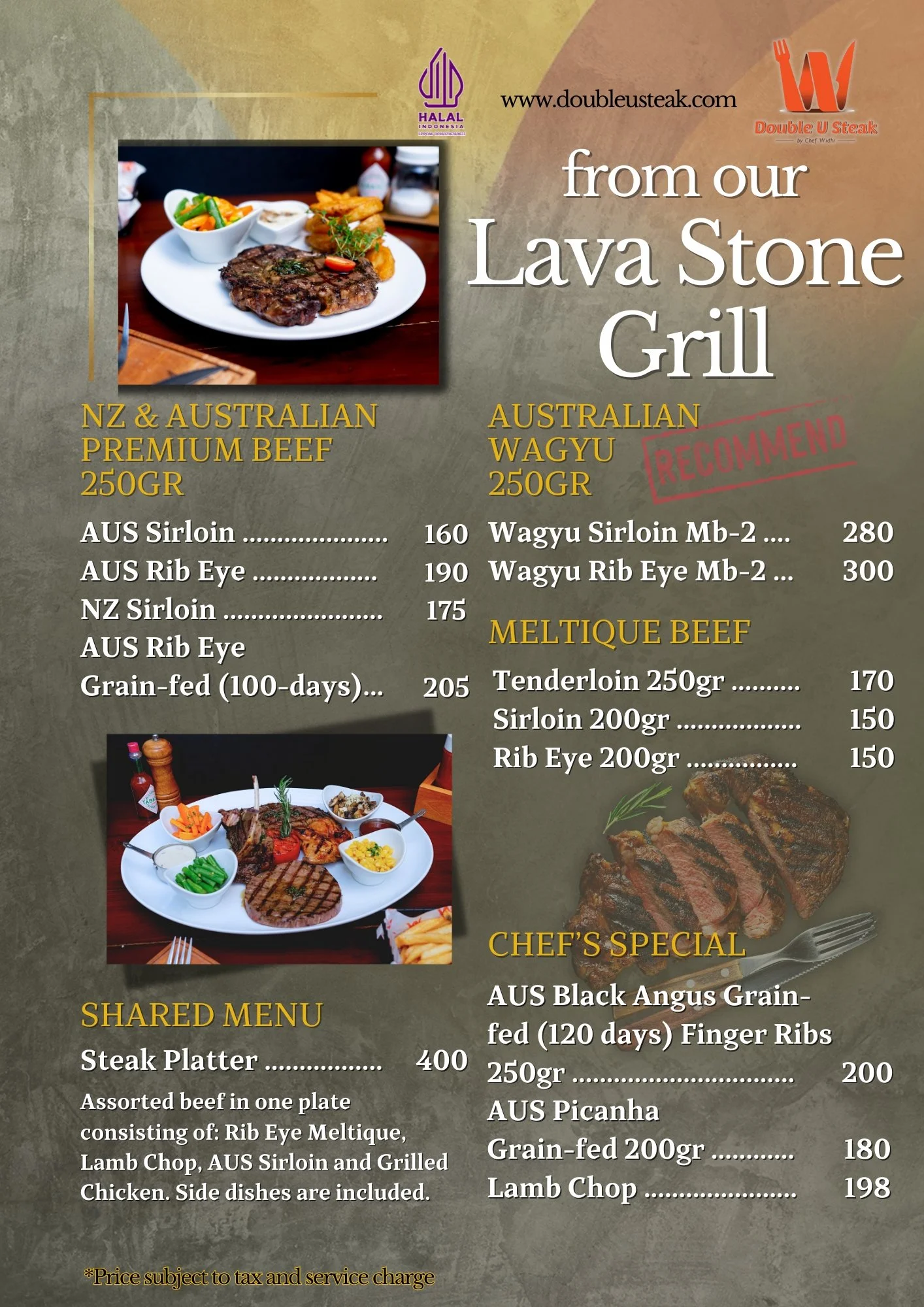 Menu Double U Steak By Chef WIdhi — DOUBLE U STEAK BY CHEF WIDHI