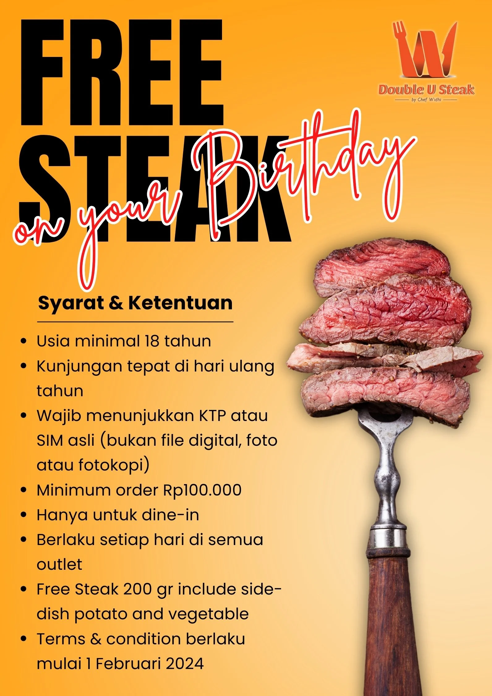 Menu Double U Steak By Chef WIdhi — DOUBLE U STEAK BY CHEF WIDHI