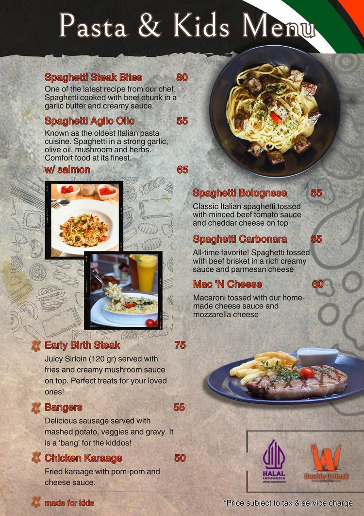 Menu Double U Steak By Chef WIdhi — DOUBLE U STEAK BY CHEF WIDHI