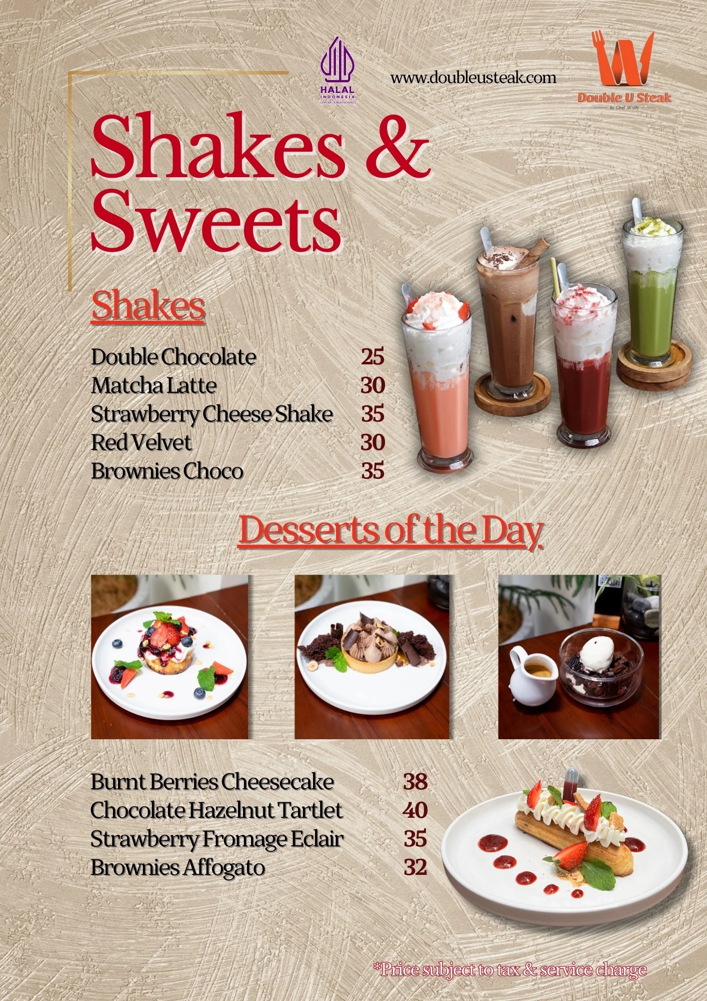 Menu Double U Steak By Chef WIdhi — DOUBLE U STEAK BY CHEF WIDHI