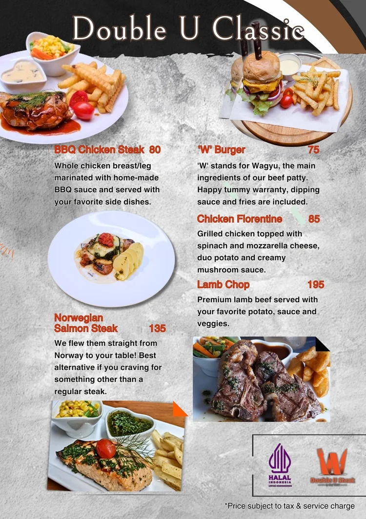 Menu Double U Steak By Chef WIdhi — DOUBLE U STEAK BY CHEF WIDHI