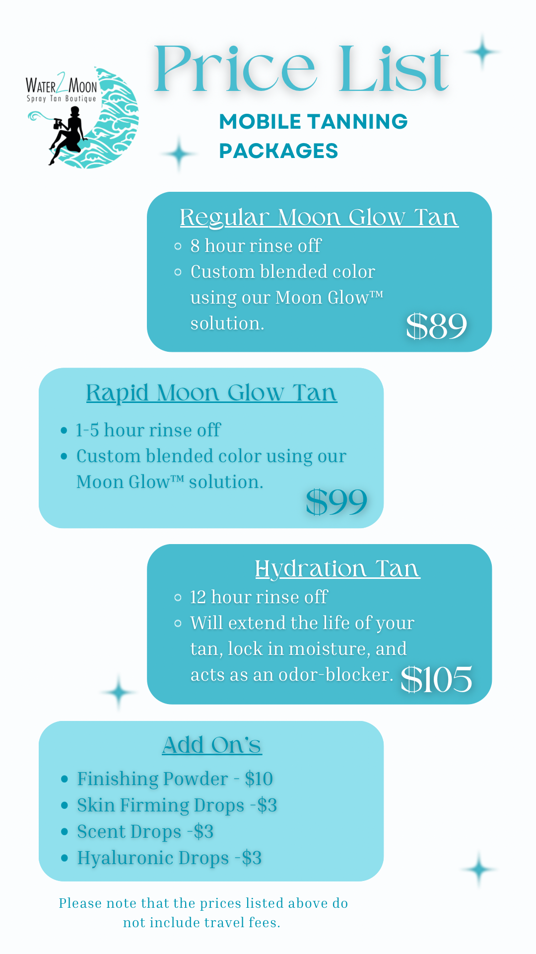 Mobile Tans — Water2Moon Spray Tan & Waxing Studio