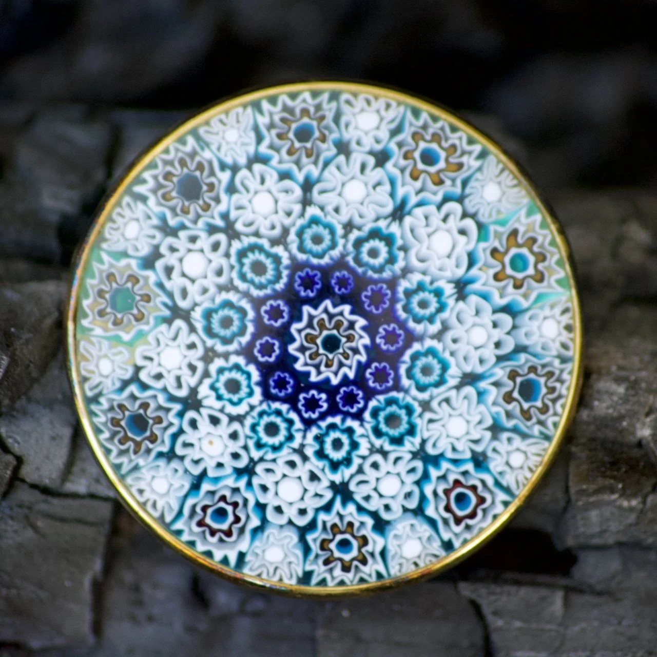 Vintage Milliflori Glass Gold Tone Brooch — The Butterfly Babe