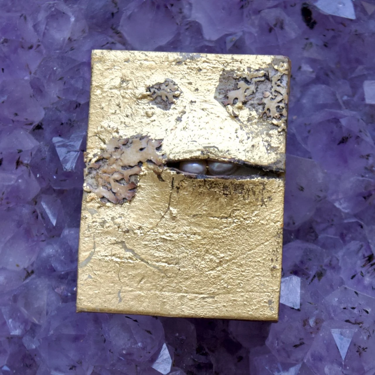 Tessoro 23k Gold Leaf on Natural Birchbark Freshwater Pearls Brooch ...