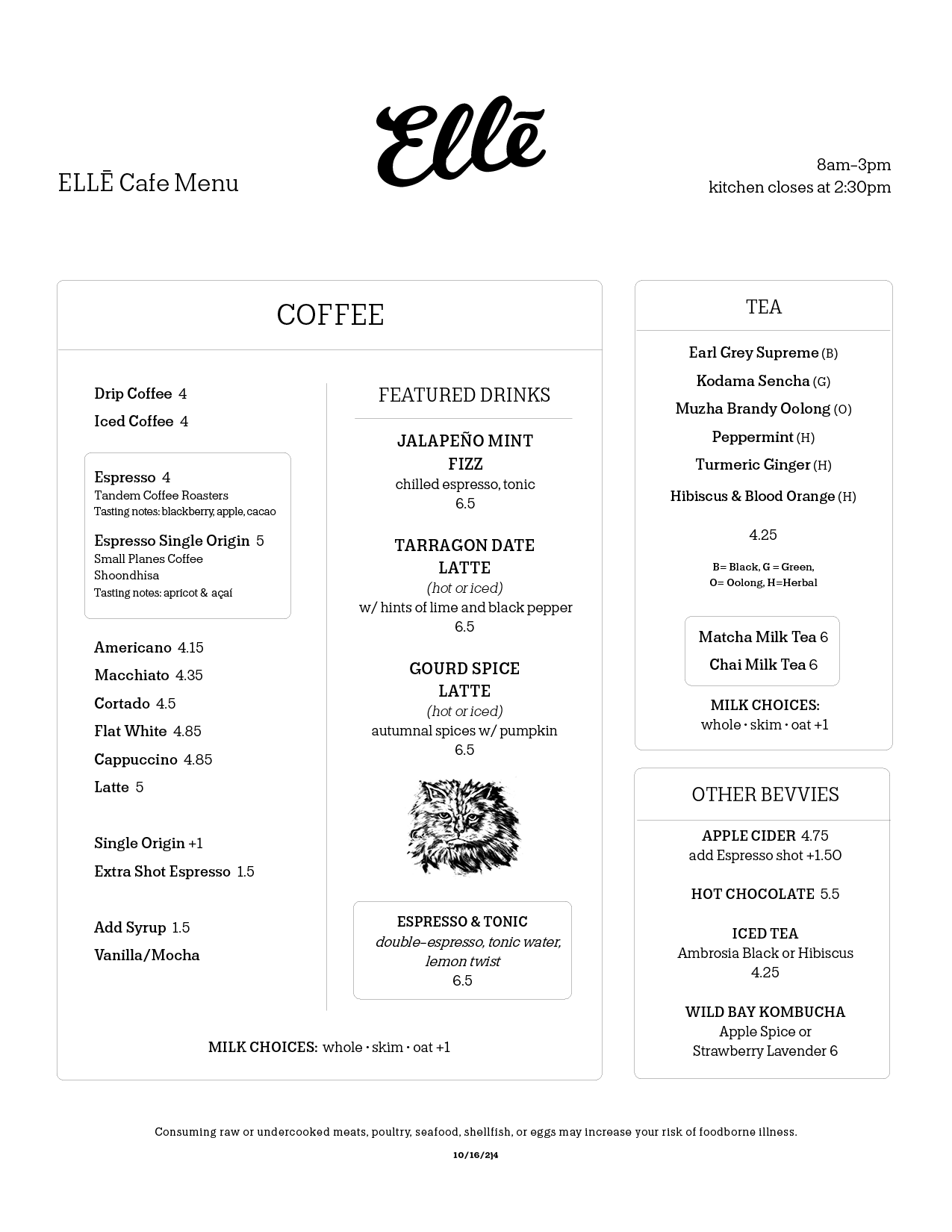 DAYTIME MENU — Restaurant Elle