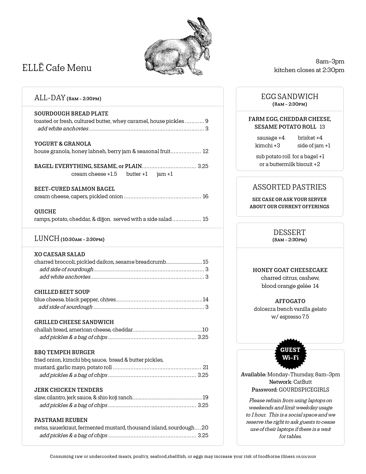 DAYTIME MENU — Restaurant Elle