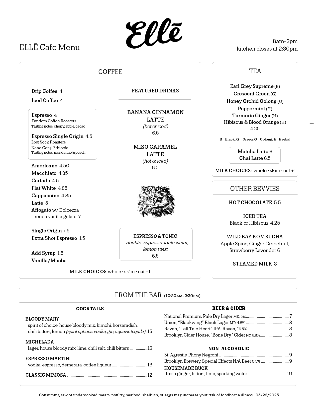 DAYTIME MENU — Restaurant Elle