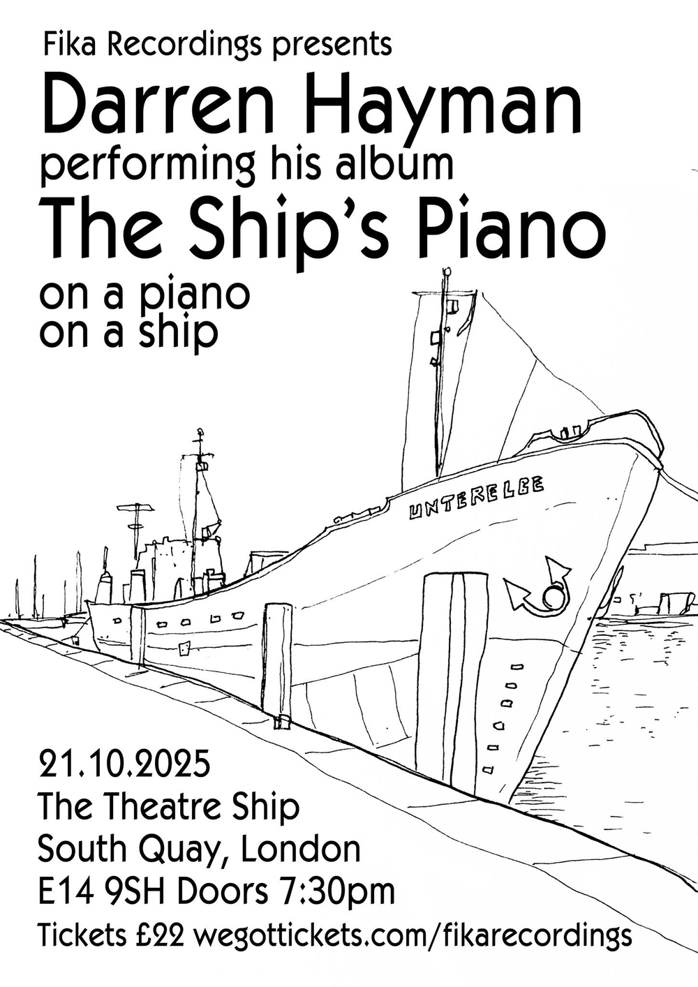 Darren Hayman performs The Ship's Piano at The Theatre Ship — Fika ...