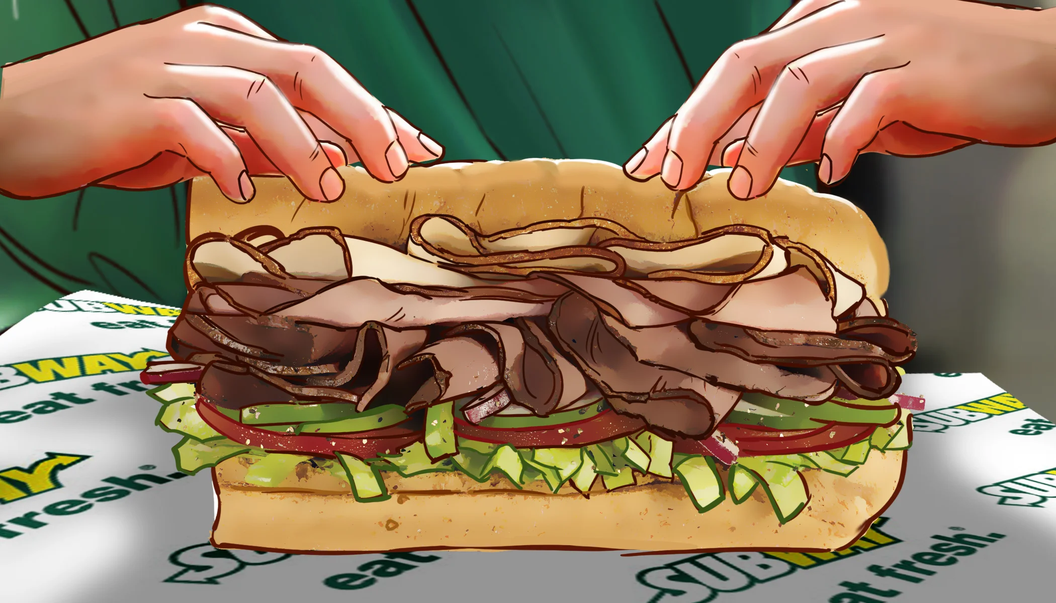 Subway Sandwich Drawing