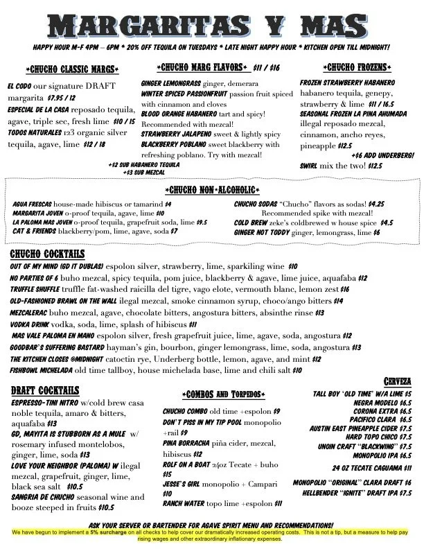 Menus — El Chucho