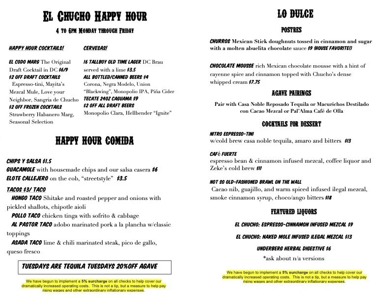 Menus — El Chucho