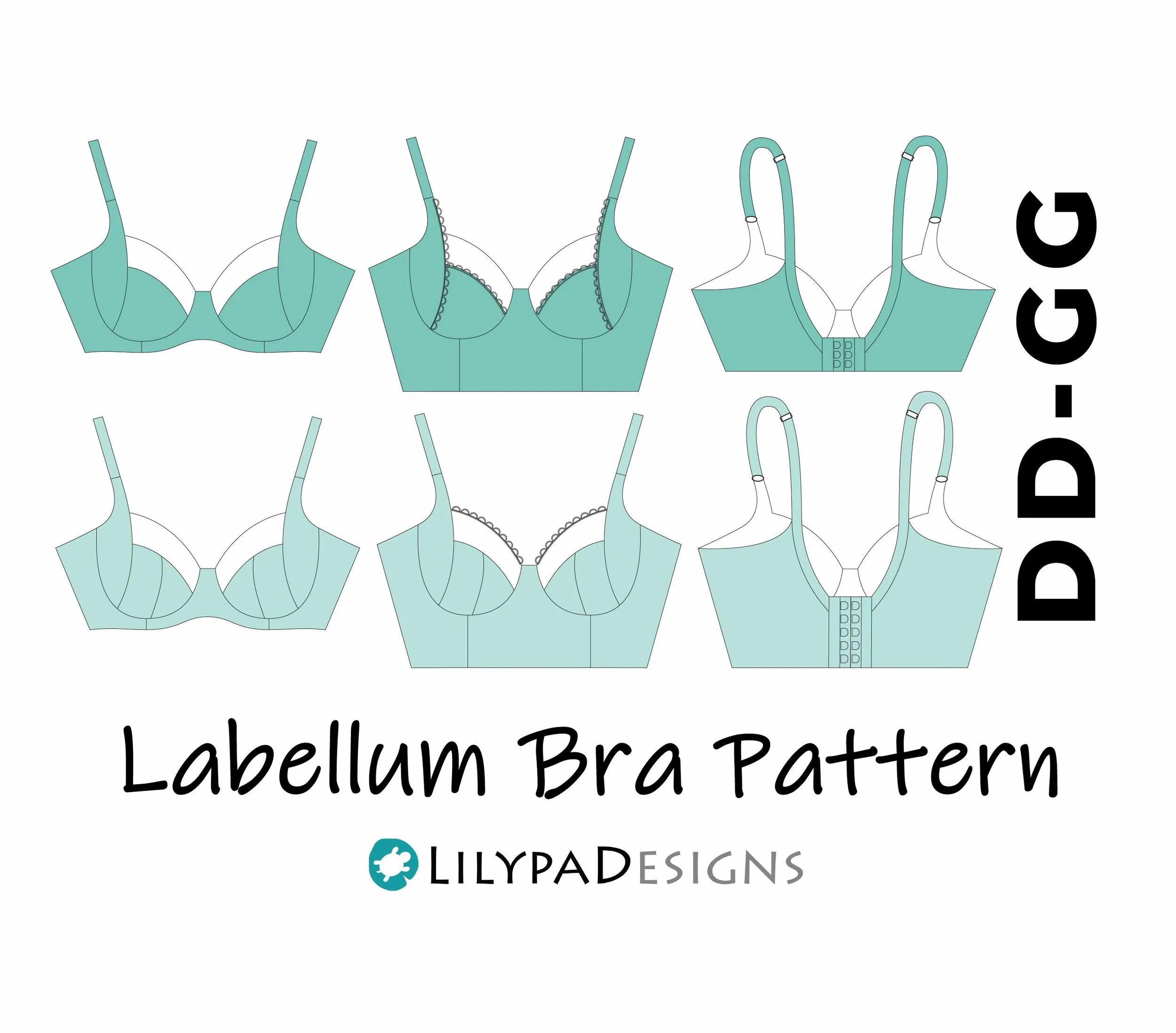 Labellum Underwire Bra Pattern - w/ Longline Option! DD-GG (UK) DD-JJ ...
