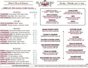 MENU — Slate Bleu Restaurant