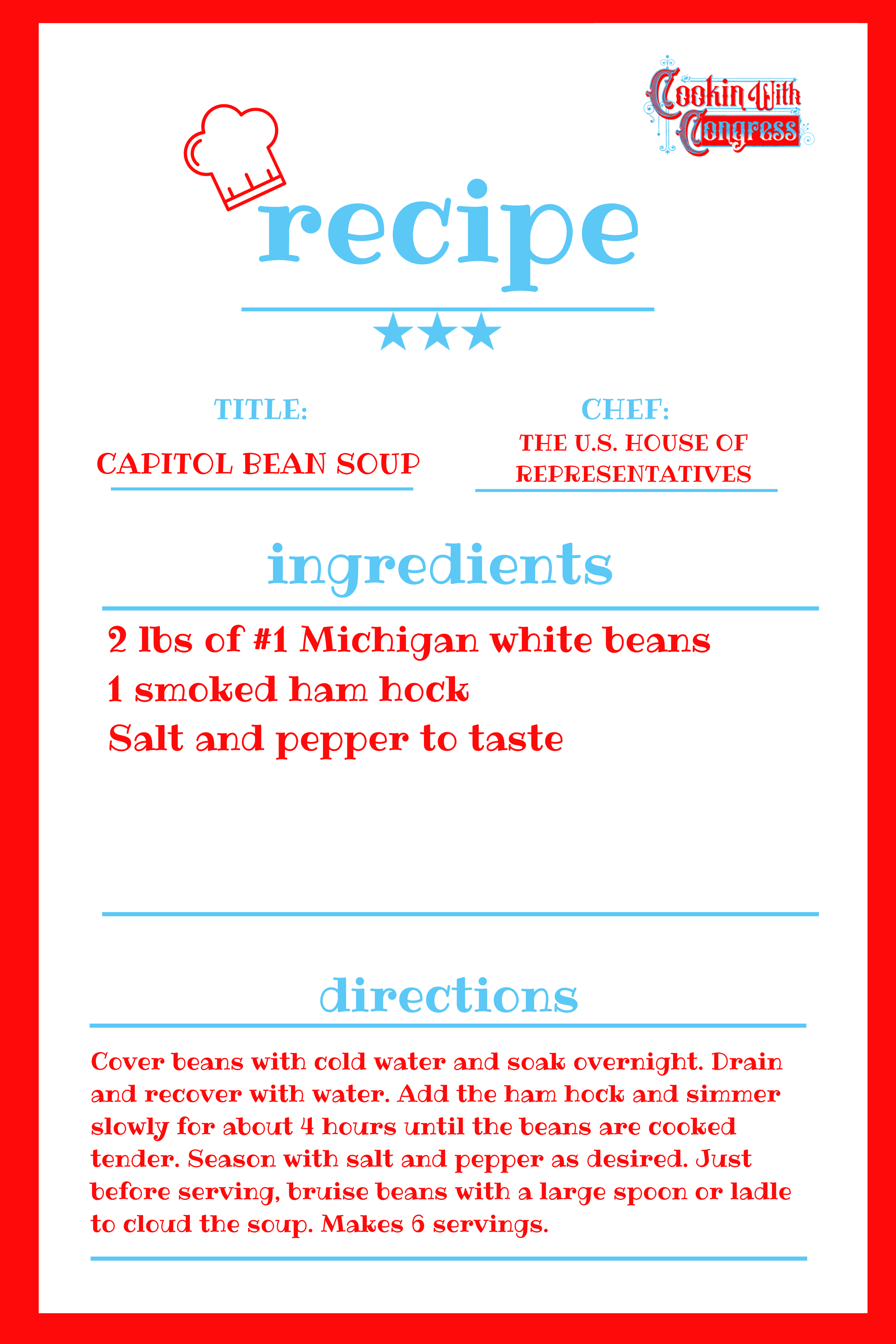 "Capitol Bean Soup" by The U.S. House of Representatives — Cookin' with ...