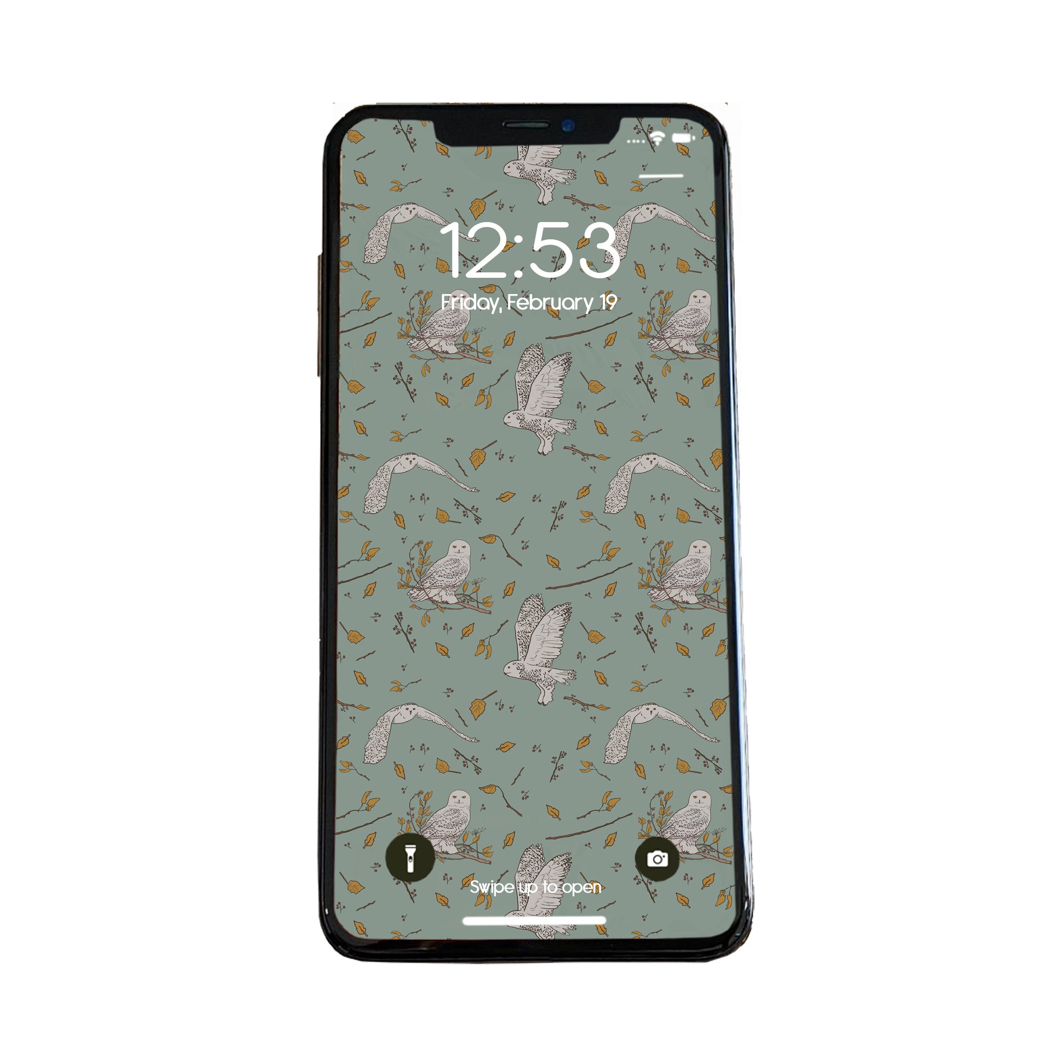 Snowy Owl Pattern in Green Phone Wallpaper Background - digital ...