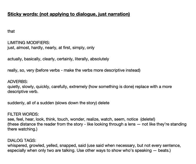 TOP 40 GLUE WORDS FOR WRITERS — Kathy J Perry | Character driven books ...