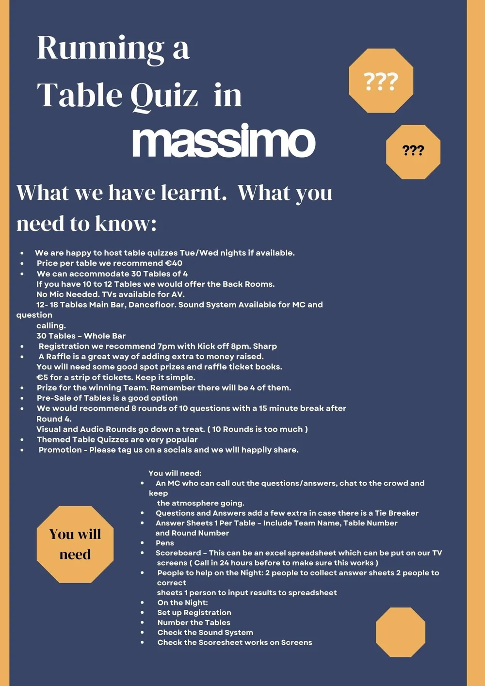 Table Quizzes — Massimo