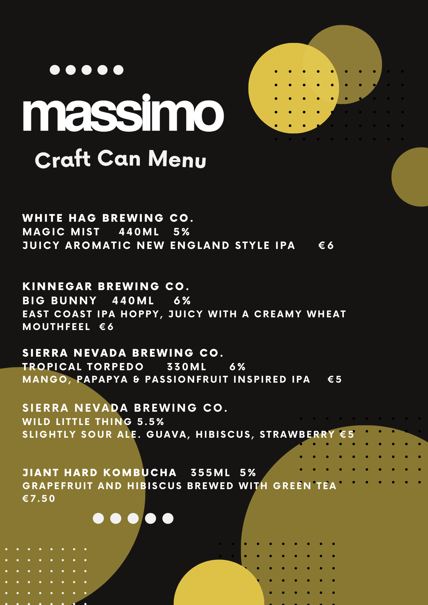 Cocktail, Wine and Prosecco Menu — Massimo