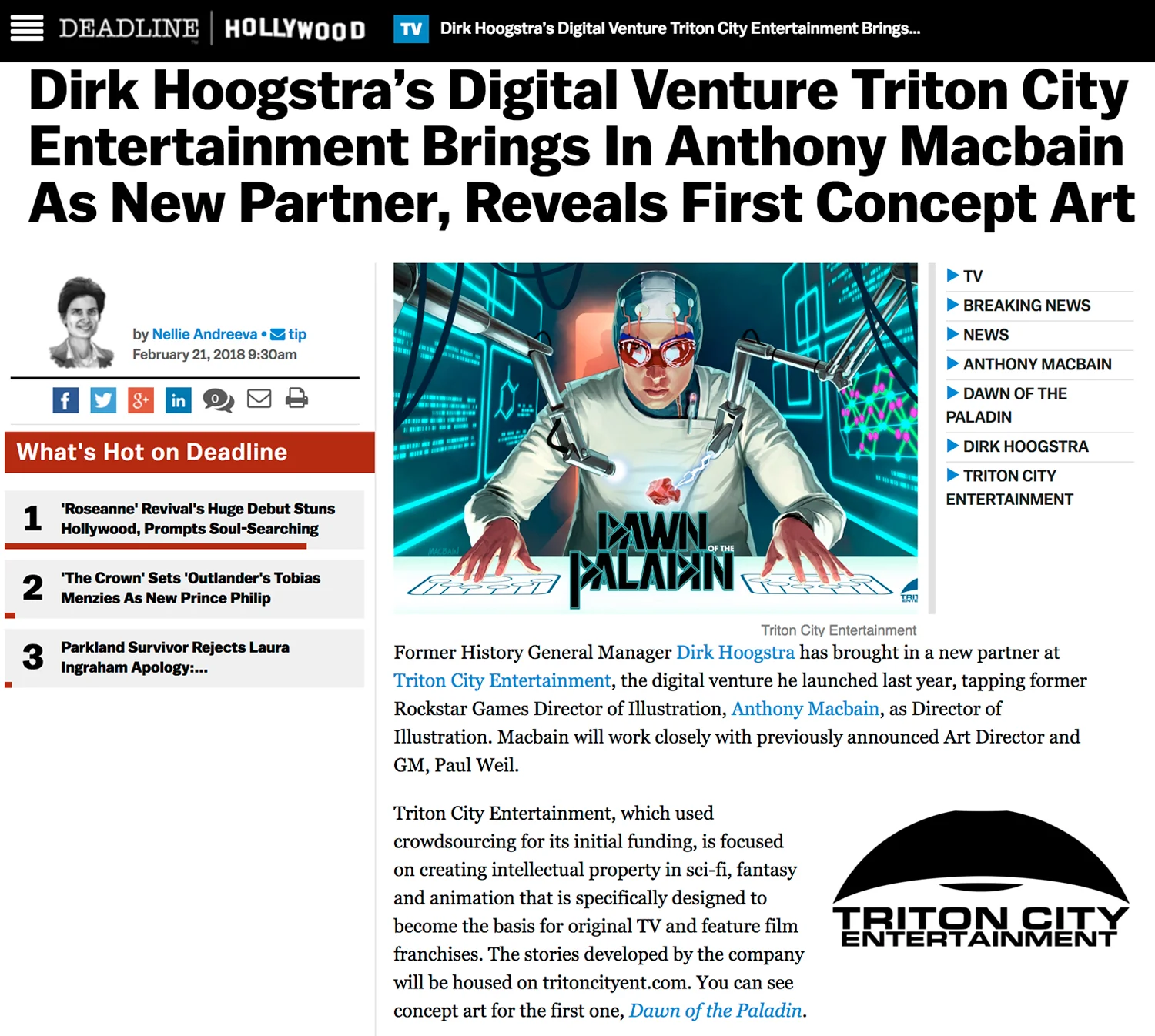 Dirk Hoogstra's Digital Venture Triton City Entertainment Brings In ...
