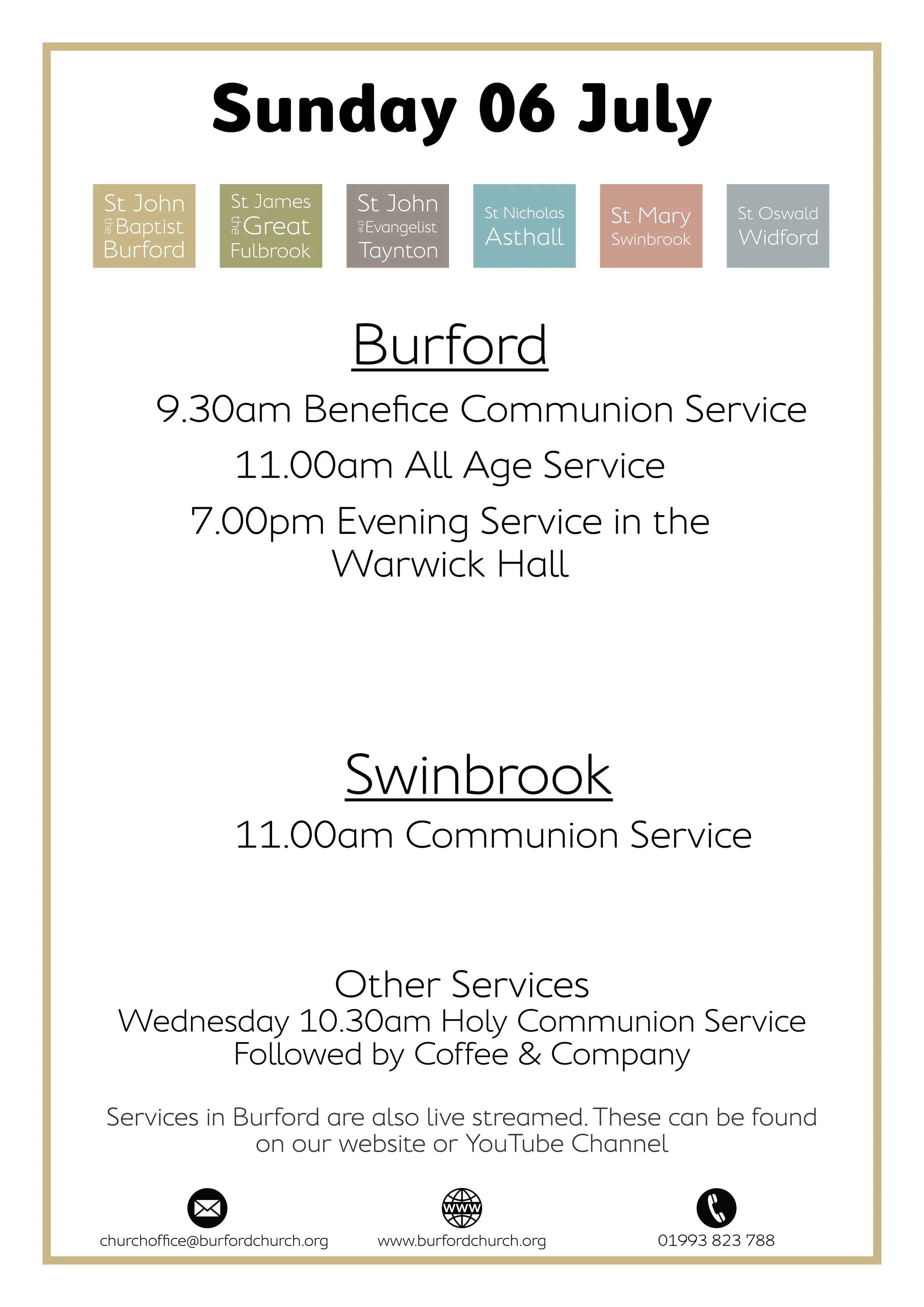 This Sunday's Services — Burford Church
