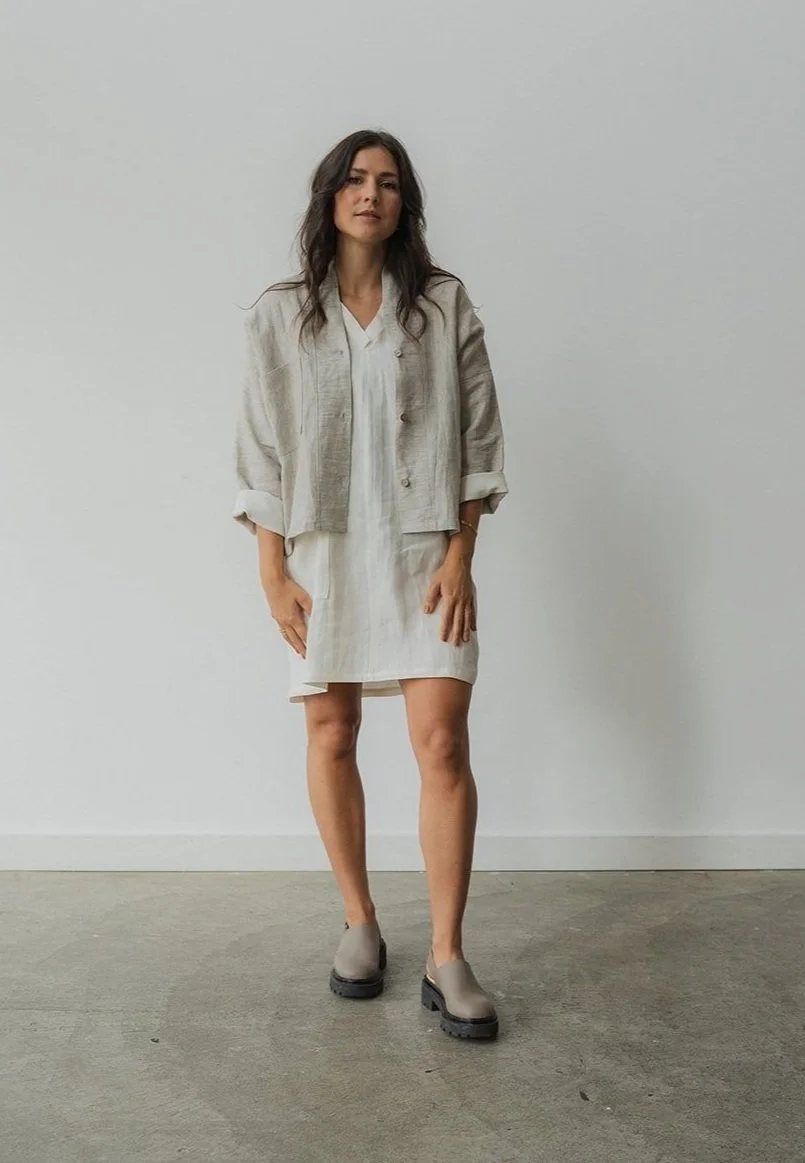 Nicole Maxi Linen Dress with Short Sleeves | Made in Canada — Nomi Designs