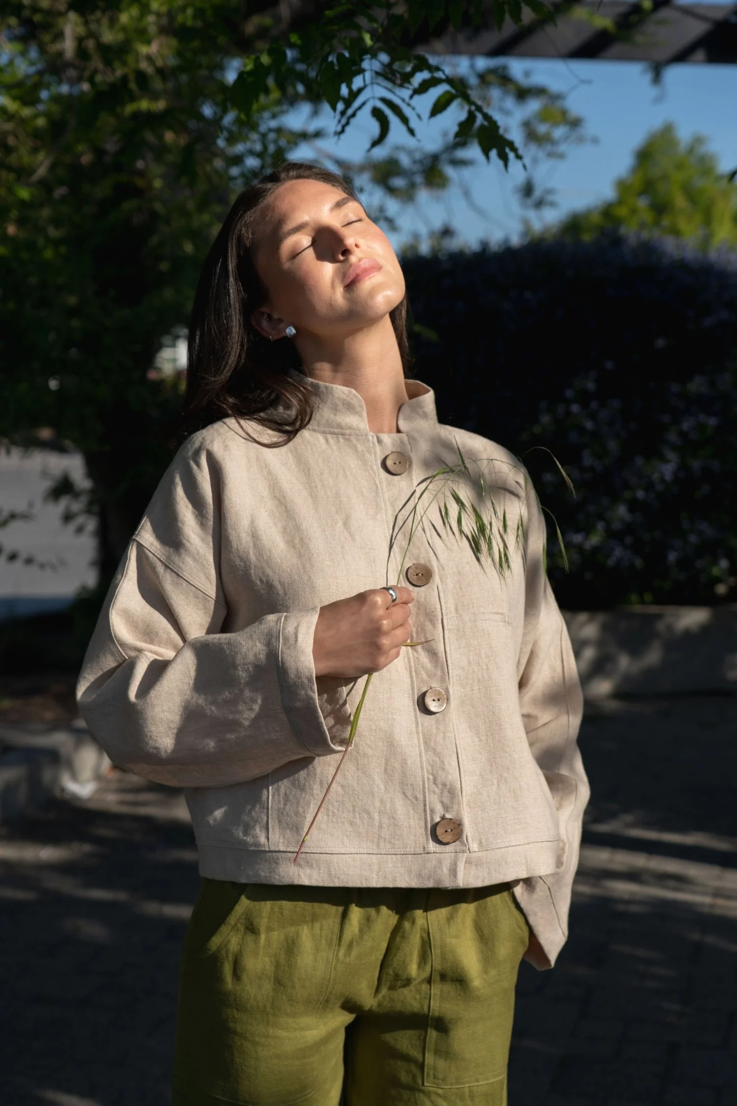 Ann Cropped Linen Jacket for Women | Made in Canada — Nomi Designs