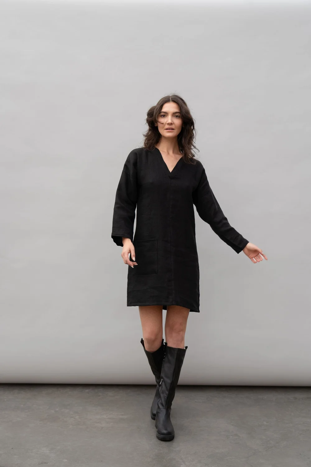 Nicole Maxi Linen Dress with Short Sleeves | Made in Canada — Nomi Designs