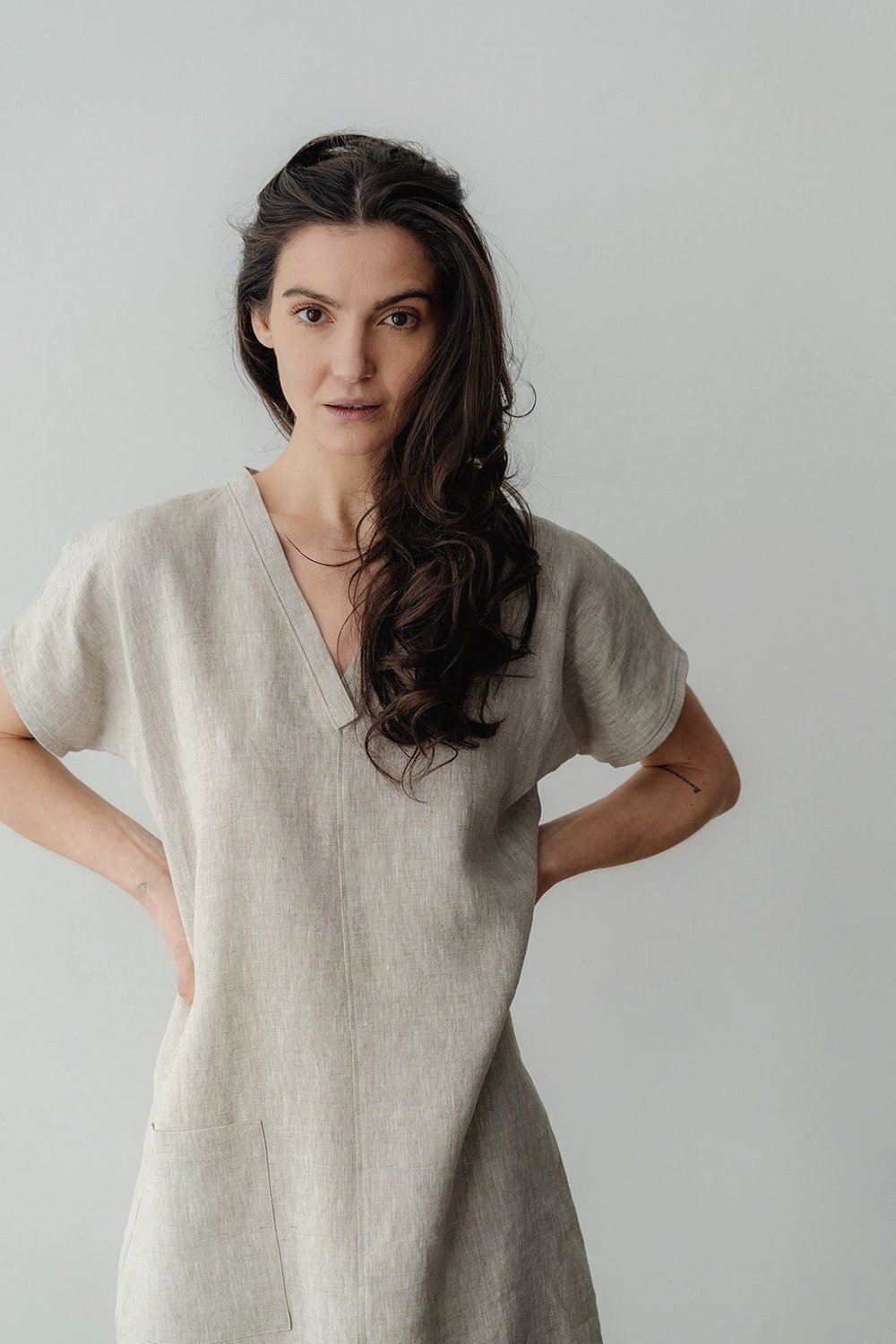 Nicole Maxi Linen Dress with Short Sleeves | Made in Canada — Nomi Designs