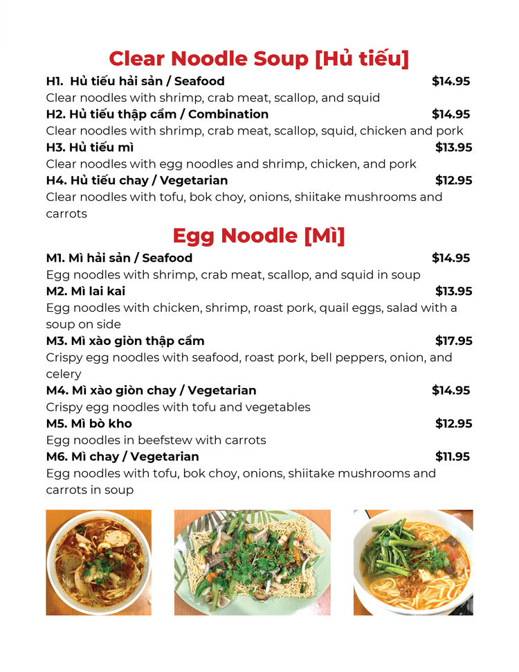Menu — Saigon Pho