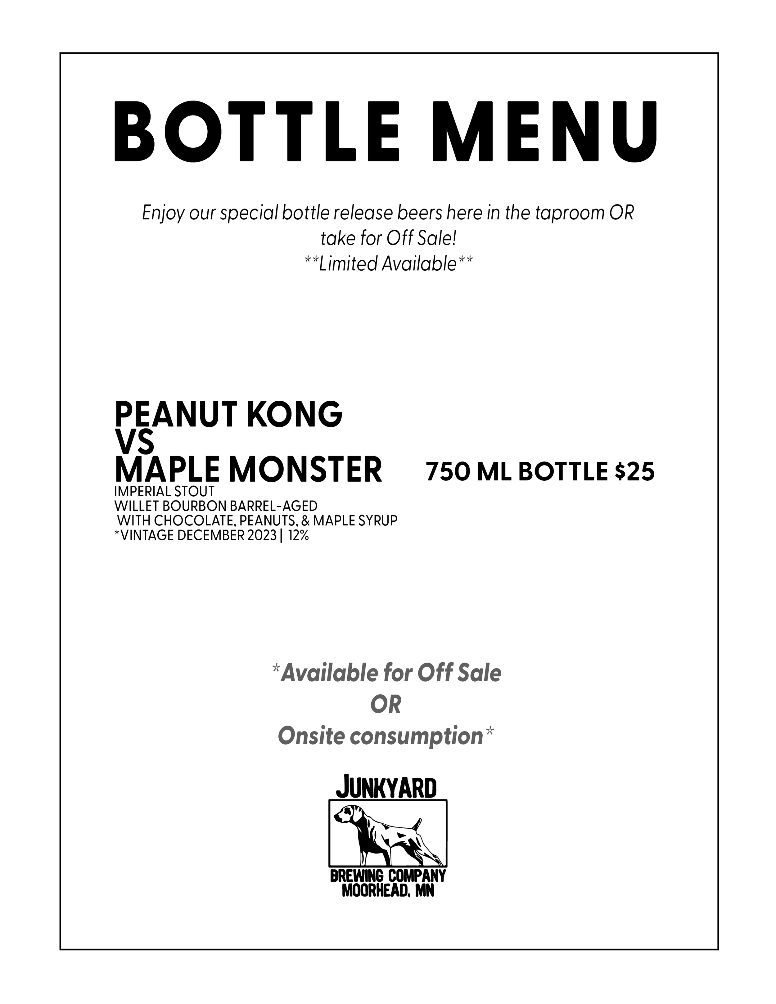 Beer Menu — Junkyard Brewing Company | Small craft brewery in Moorhead, MN