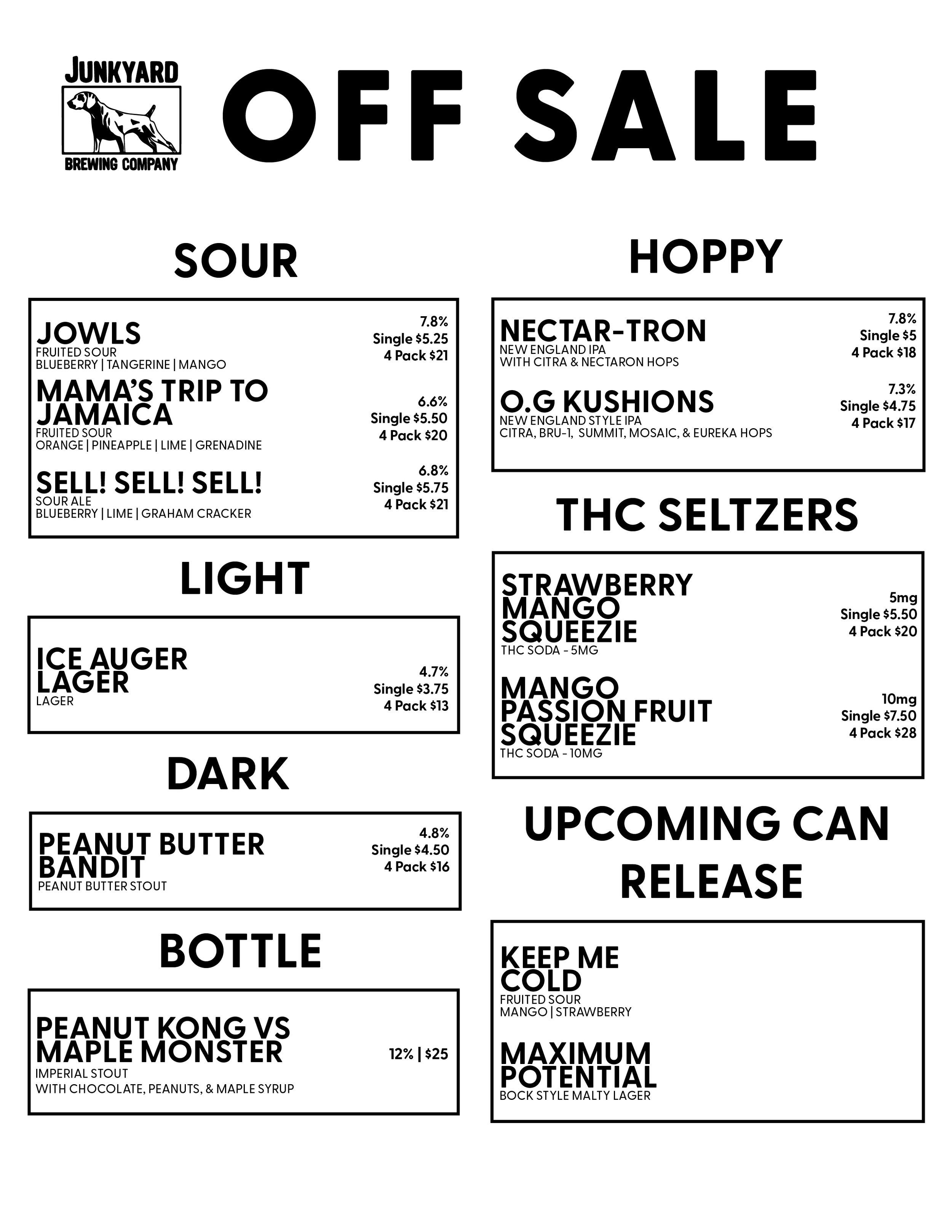 Beer Menu — Junkyard Brewing Company | Small craft brewery in Moorhead, MN